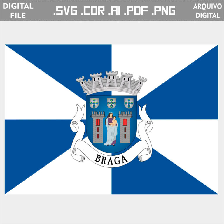 Vector bandeira cidade Braga brasão flag cdr ai svg pdf png - Personalizei